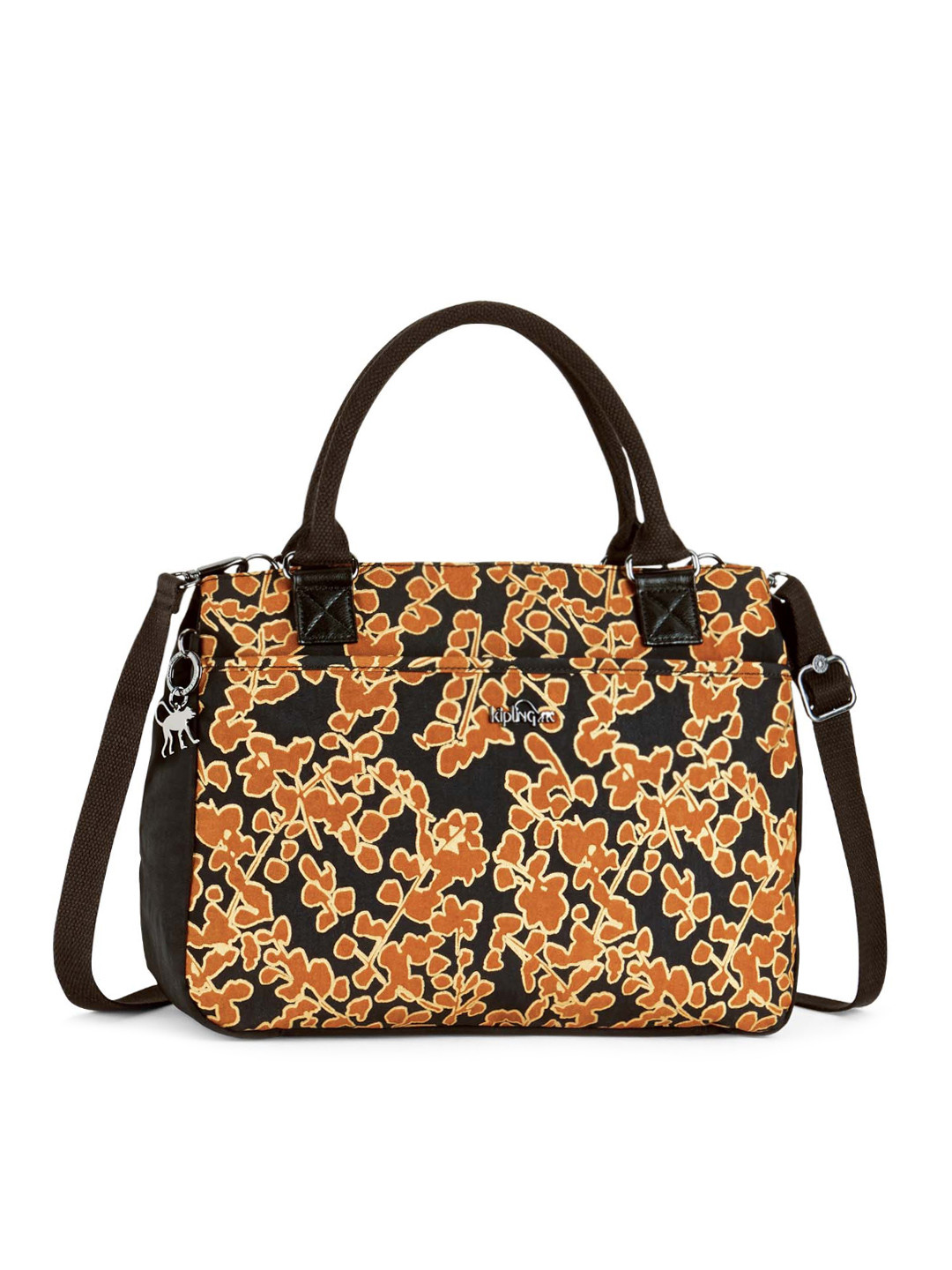 Buy Kipling Orange & Black Floral Print Handbag With Sling Strap ...