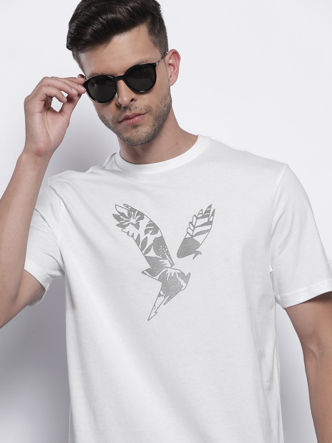 Buy American Eagle Outfitters Men White Brand Logo Printed Pure Cotton