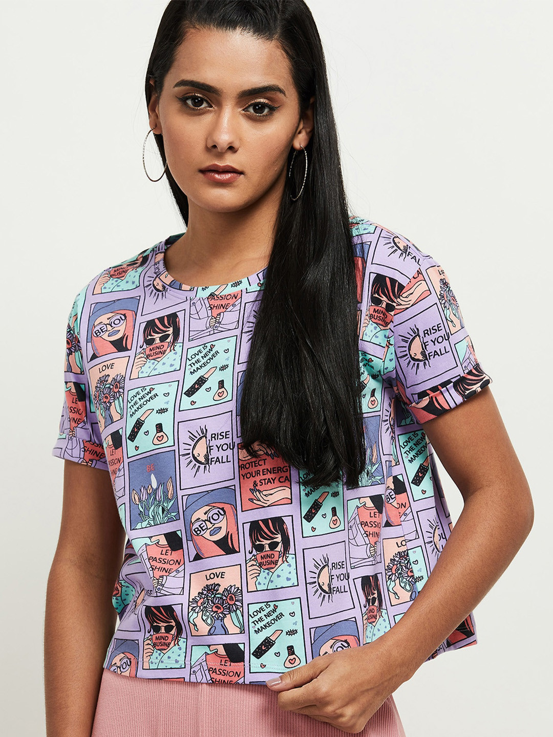 Buy Max Purple Printed Pure Cotton Crop Top - Tops for Women 18216546 ...