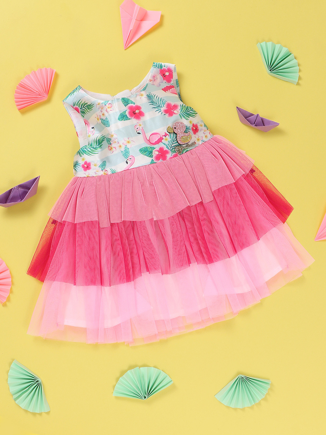 Buy Nauti Nati Multicoloured Floral Net Dress - Dresses for Girls ...