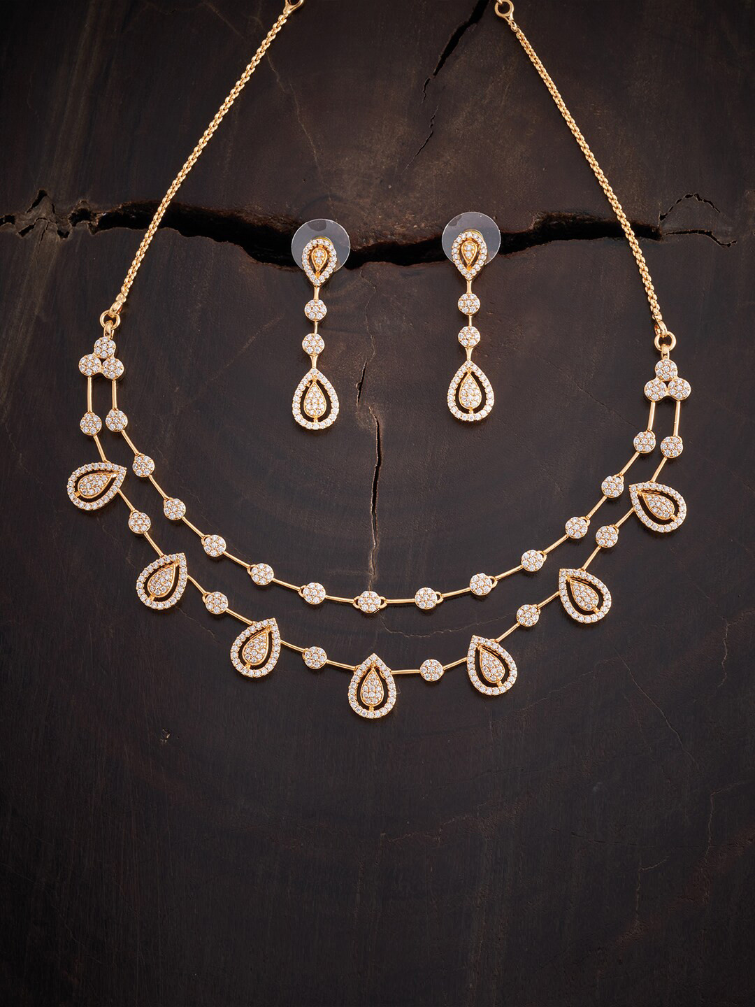 Buy Kushal's Fashion Jewellery White Gold Plated Necklace And Earrings ...