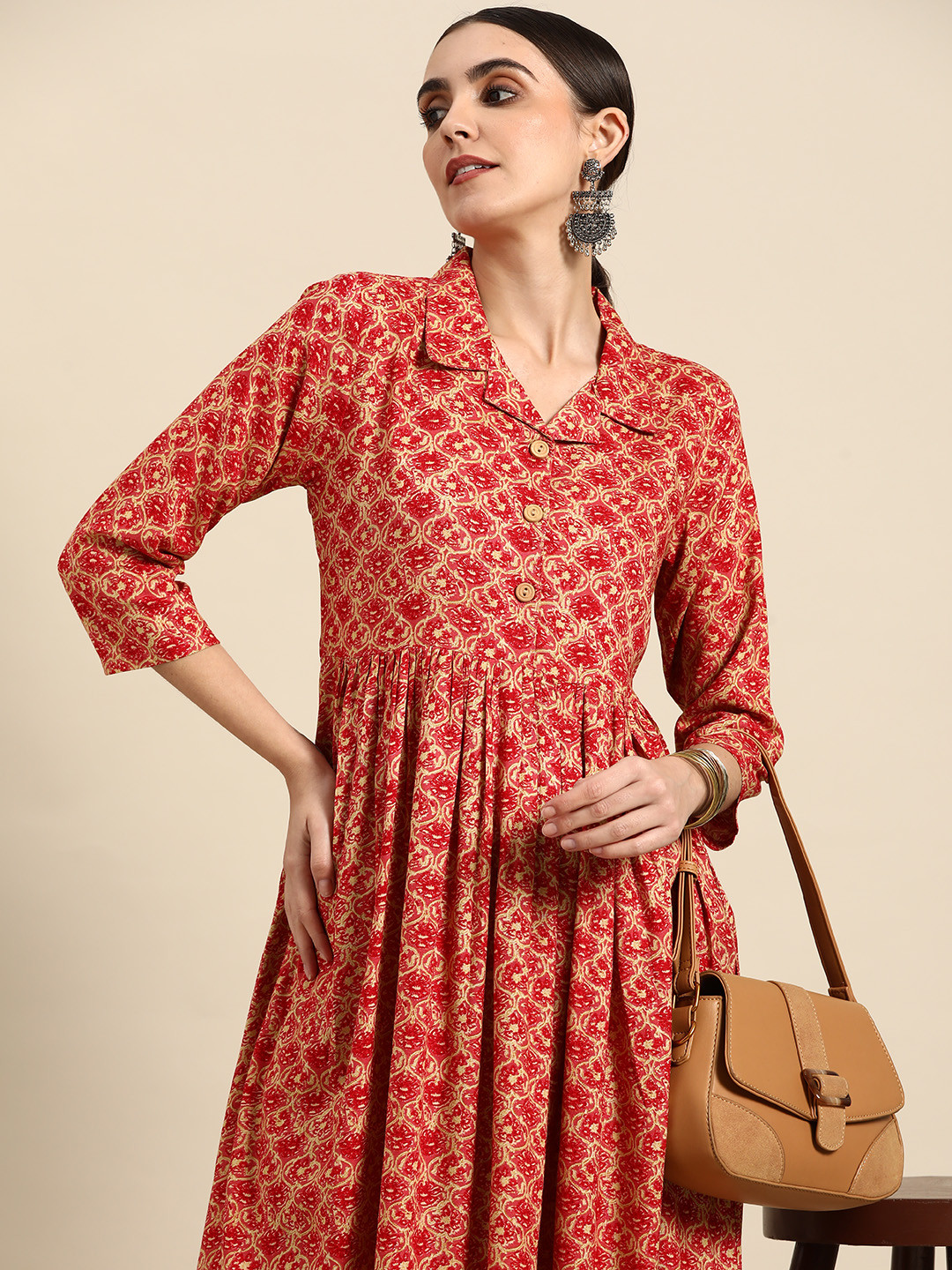 Buy Anouk Women Red Ethnic Motifs Printed Anarkali Kurta - Kurtas for ...