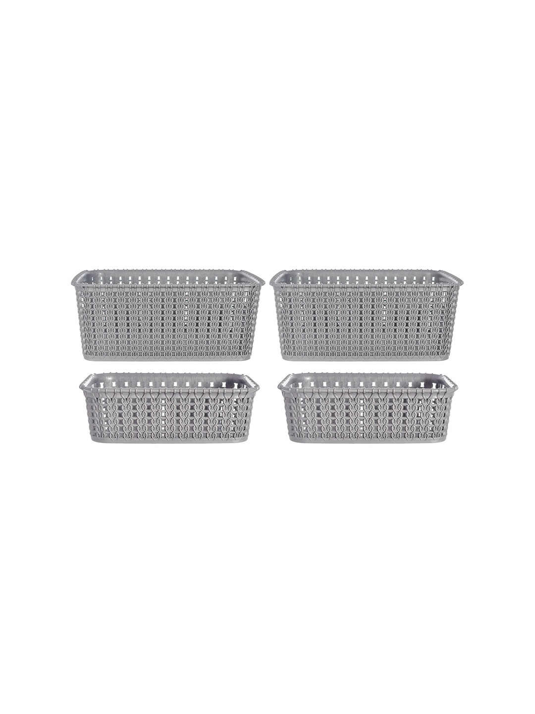 Buy Kuber Industries Grey Pack Of 4 Multipurpose Plastic Storage Basket ...