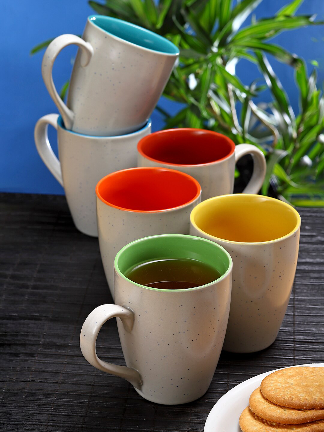 Buy Arrabi Set Of 6 White Solid Ceramic Matte Mugs - Cups And Mugs for Unisex 18229158 | Myntra