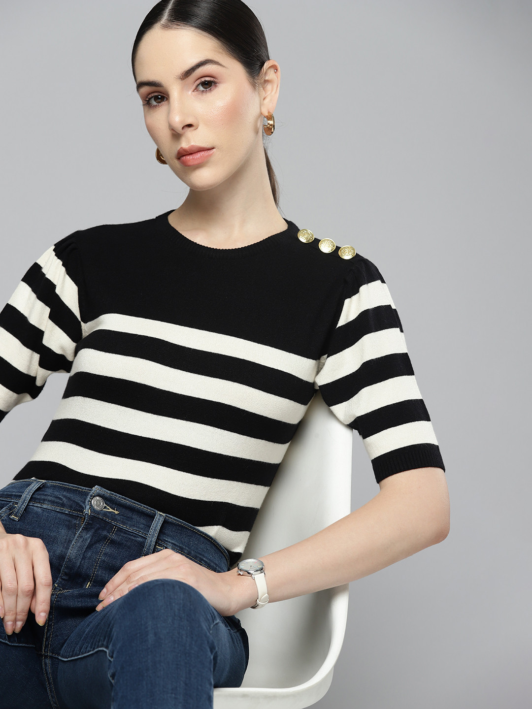Buy Chemistry Striped Studded Top - Tops for Women 18234010 | Myntra