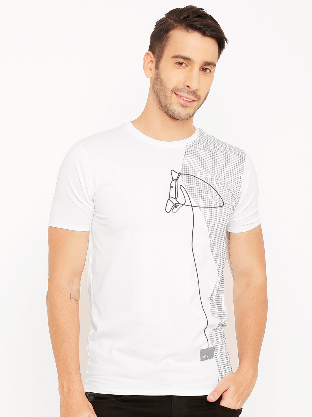 Buy Rex Straut Jeans Men White Printed Slim Fit T Shirt - Tshirts for ...