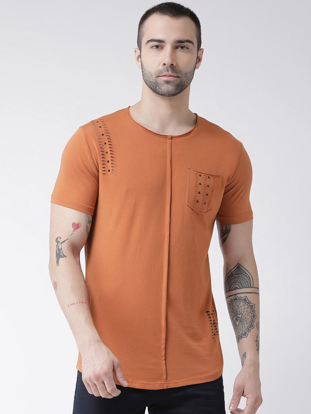 Buy Rex Straut Jeans Men Rust Slim Fit T Shirt - Tshirts for Men ...