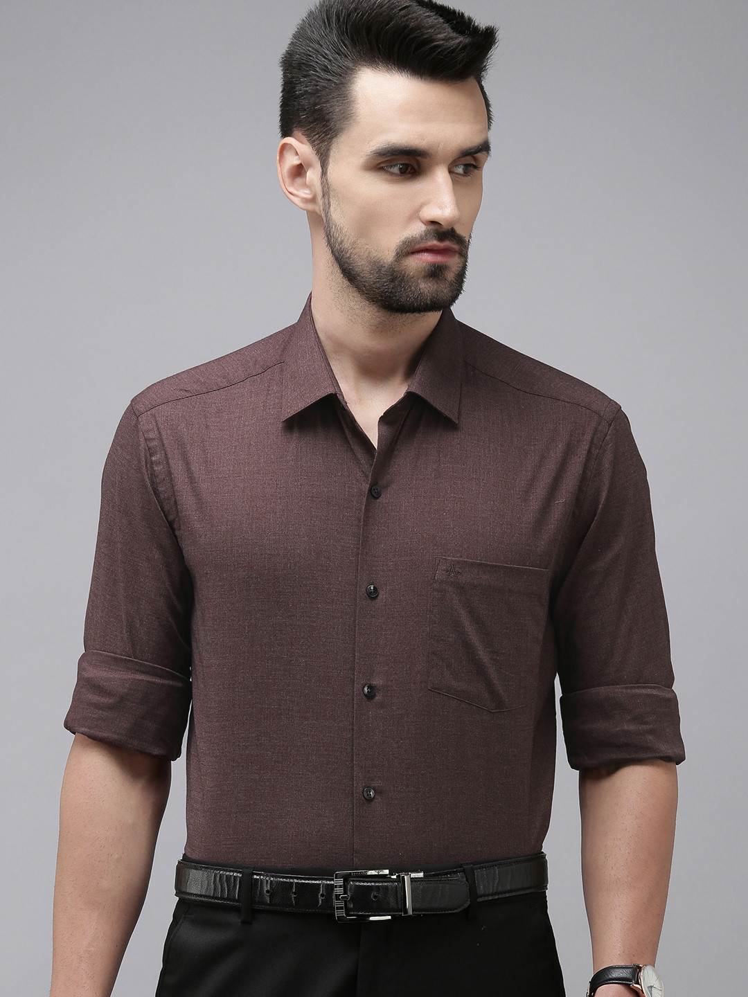 Buy Arrow Men Brown Original Slim Fit Pure Cotton Formal Shirt - Shirts ...