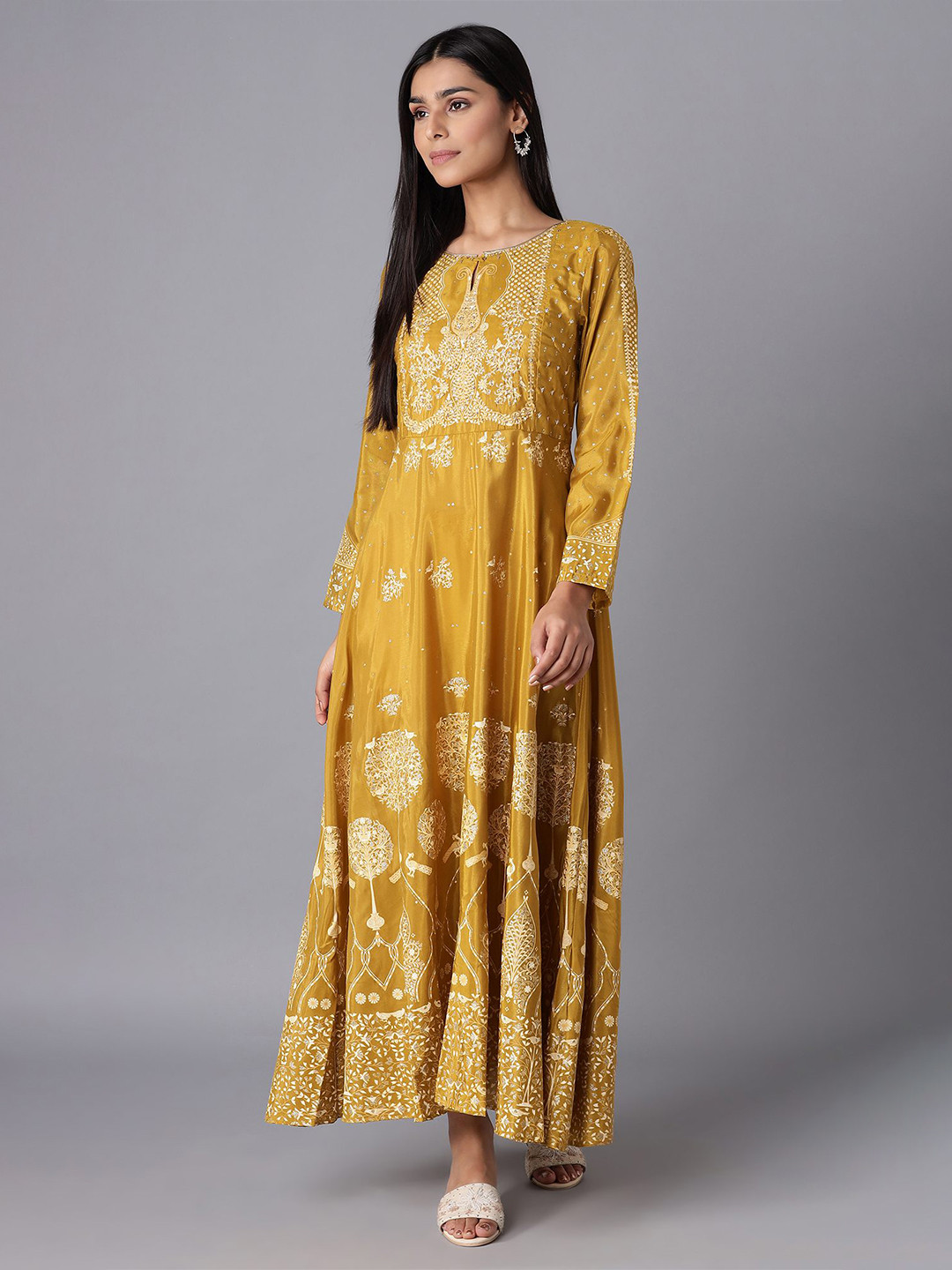 Buy W Green Ethnic Motifs Maxi Dress - Ethnic Dresses for Women ...