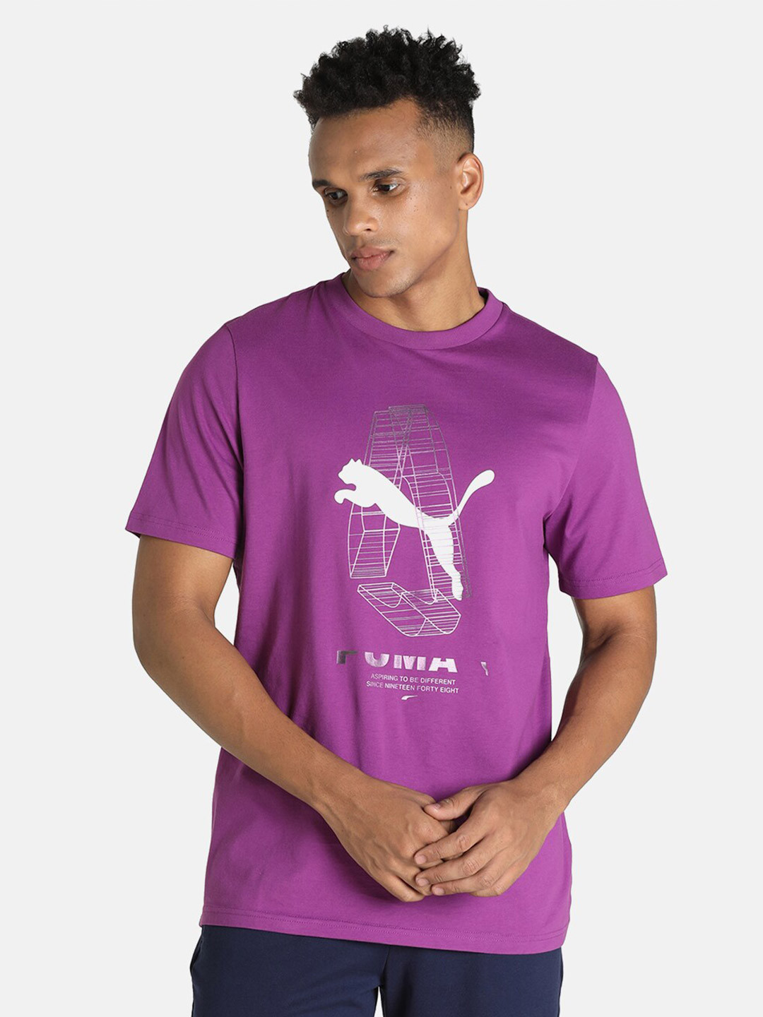 Buy Puma Men Purple Printed T Shirt - Tshirts for Men 18245352 | Myntra