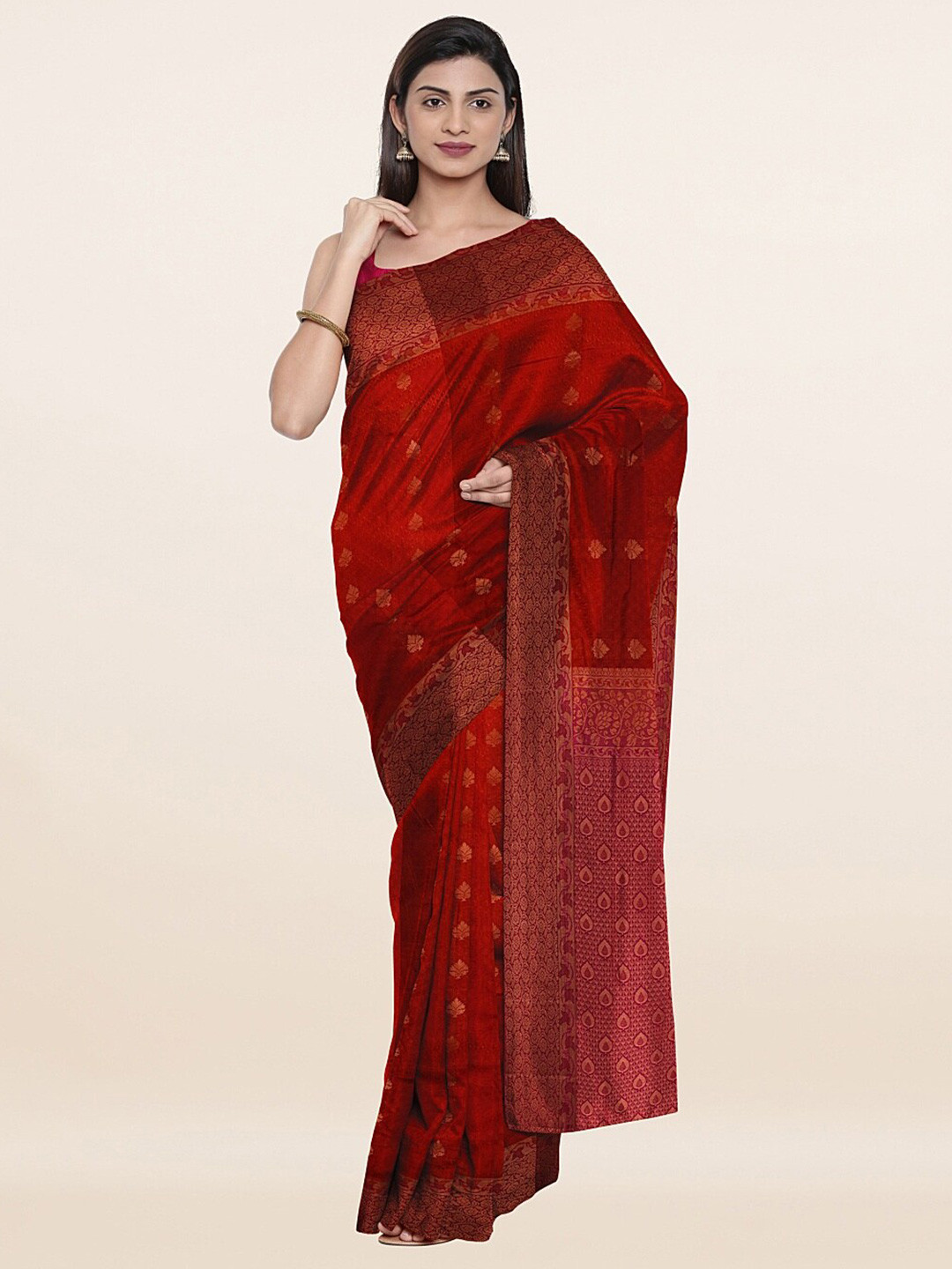Buy Pothys Red Floral Zari Pure Silk Saree - Sarees for Women 18245710 ...
