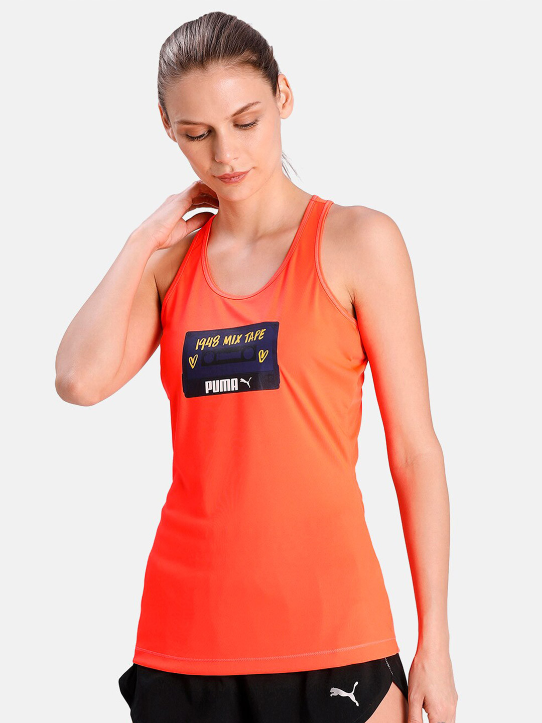 Buy Puma Women Orange Printed Tank Top - Tops for Women 18246150 | Myntra