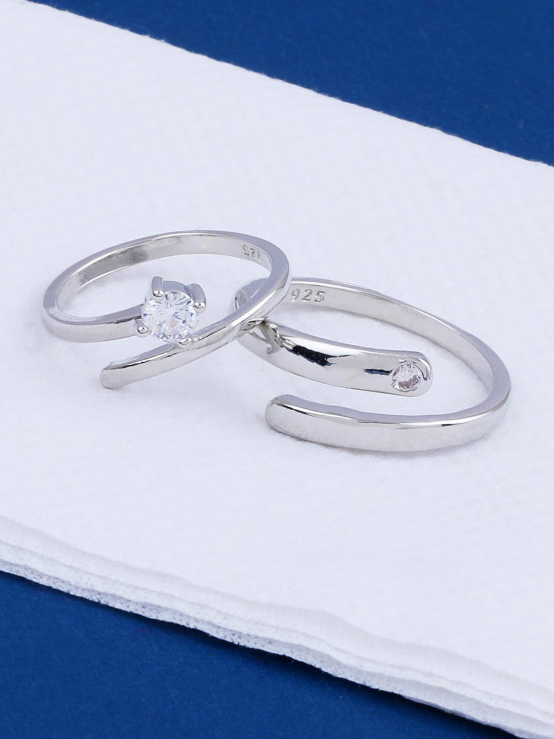 Buy Silver Shine Set Of 2 Silver Plated White Stone Studded Couple ...