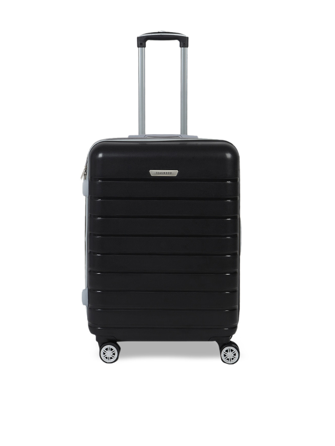 Buy Teakwood Leathers Black Textured Hard Sided Medium Trolley Suitcase ...