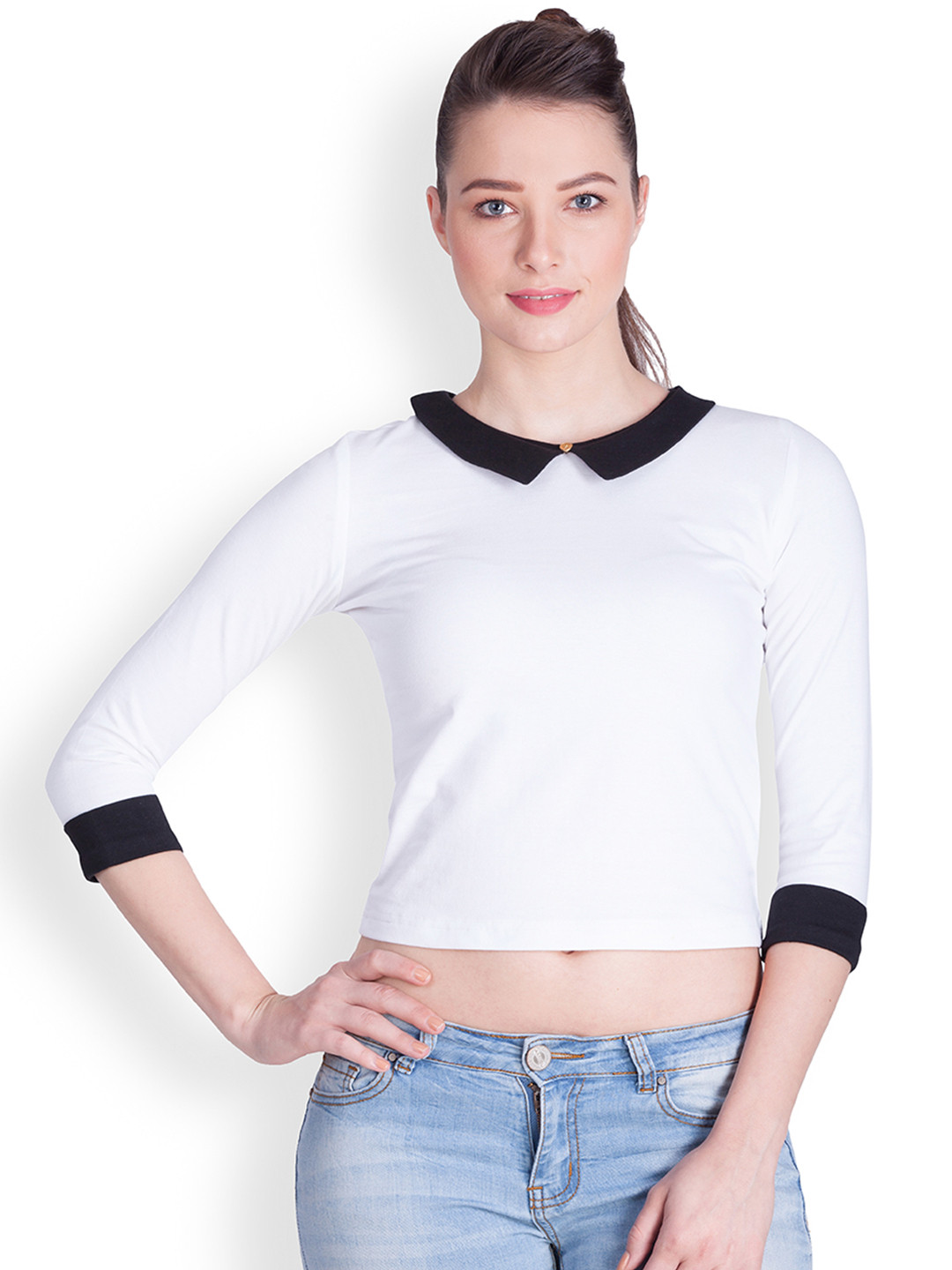 Buy Vea Kupia Women White Fitted Crop Top - Tops for Women 1824901 | Myntra