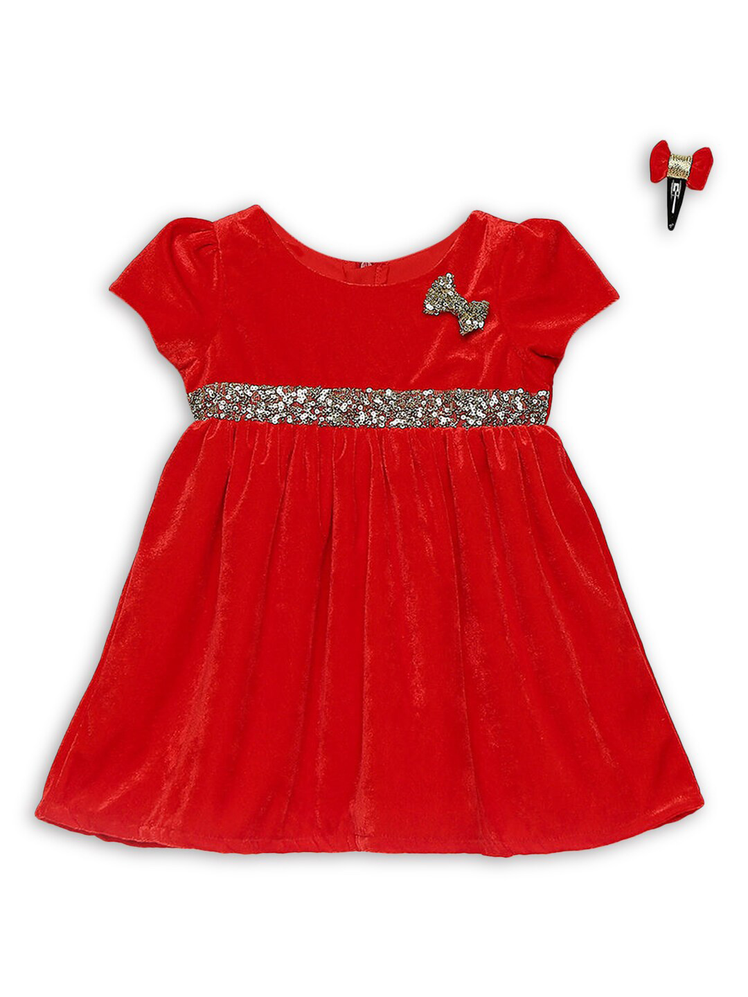 Buy Hopscotch Girls Red Velvet Dress - Dresses for Girls 18251536 | Myntra