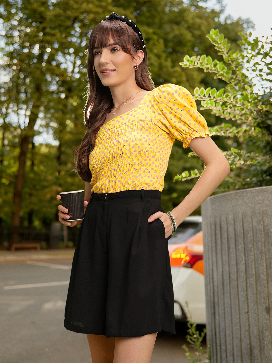 Buy Flying Machine Yellow Floral Print Top - Tops for Women 18252260 ...