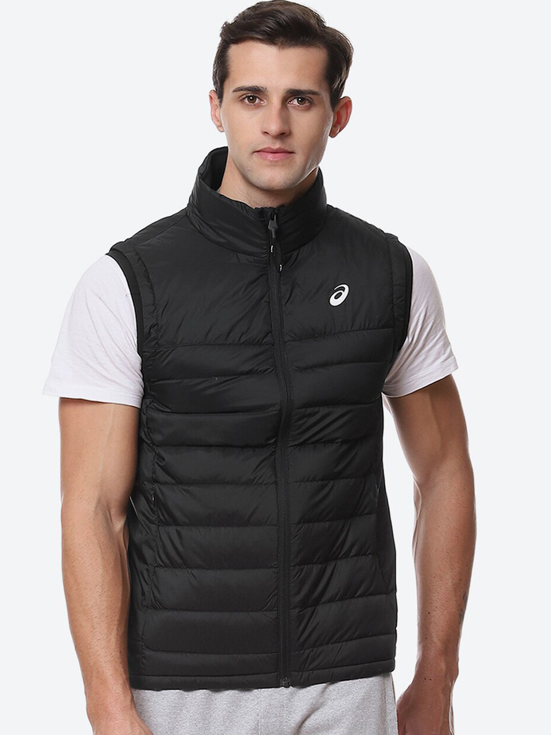 Buy ASICS Men Black Lightweight Down Puffer Training Jacket - Jackets ...