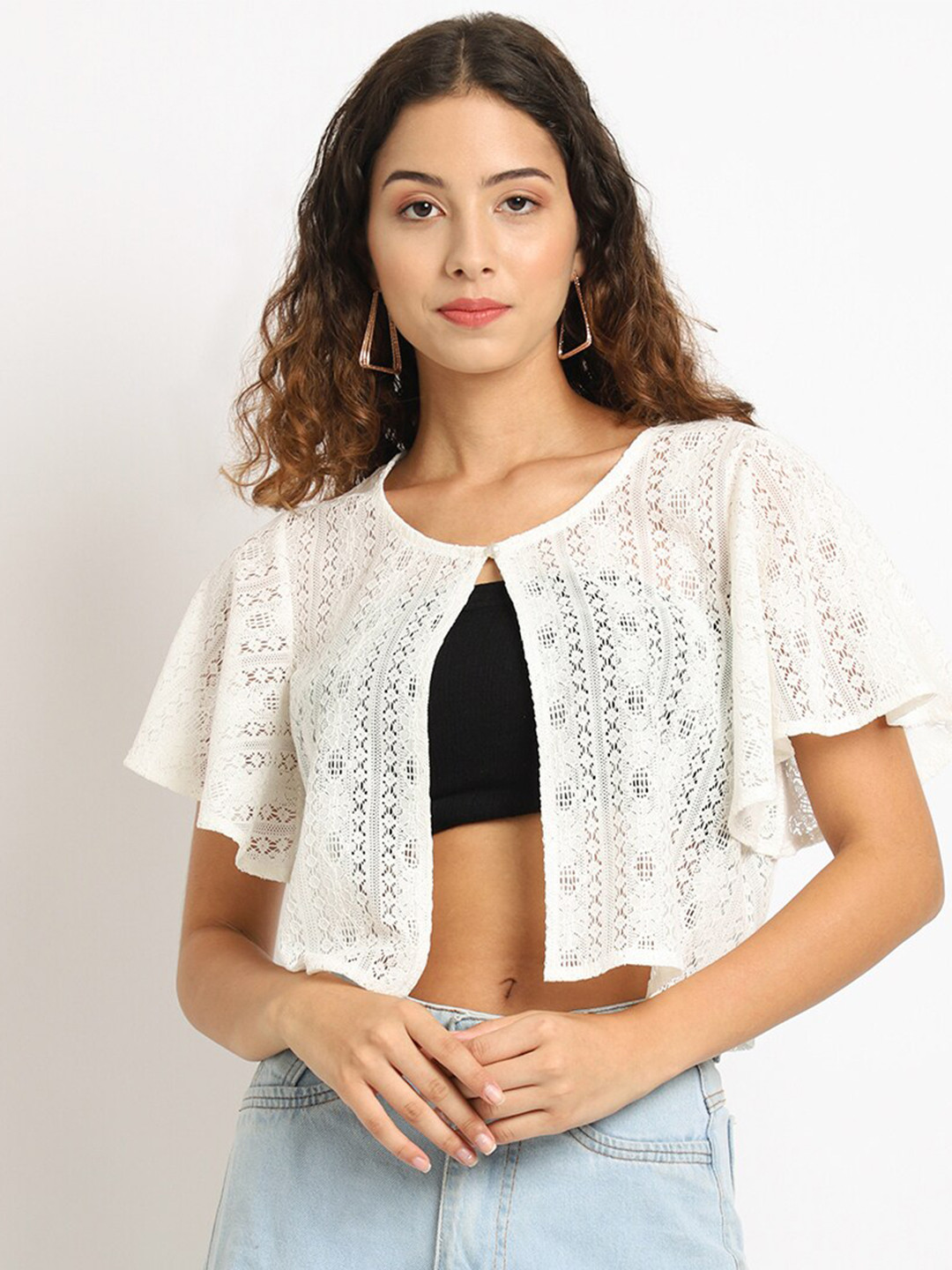 Buy Rute Women Solid Self Design Open Front Shrug - Shrug for Women ...