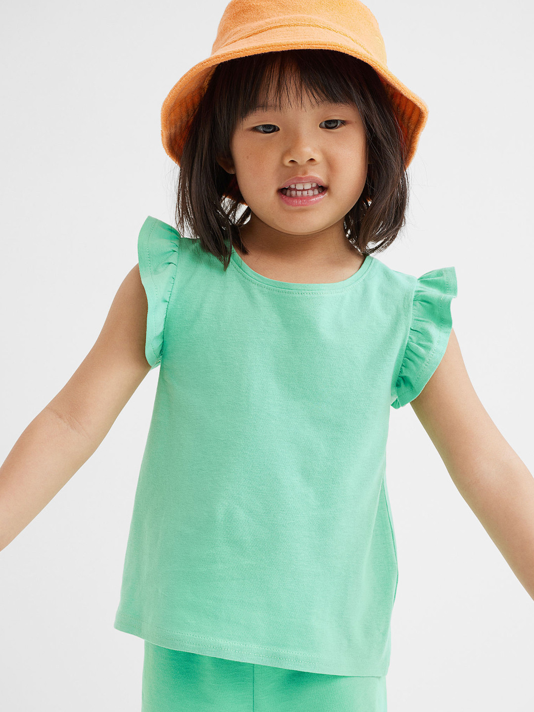 Buy H&M Girls Pack Of 3 Solid Flutter Sleeved Pure Cotton Tops - Tops ...