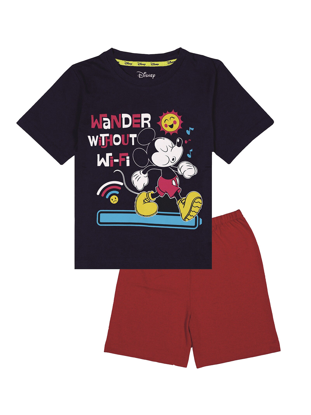 Buy KINSEY Boys Navy Blue & Red Mickey Mouse T Shirt With Shorts ...