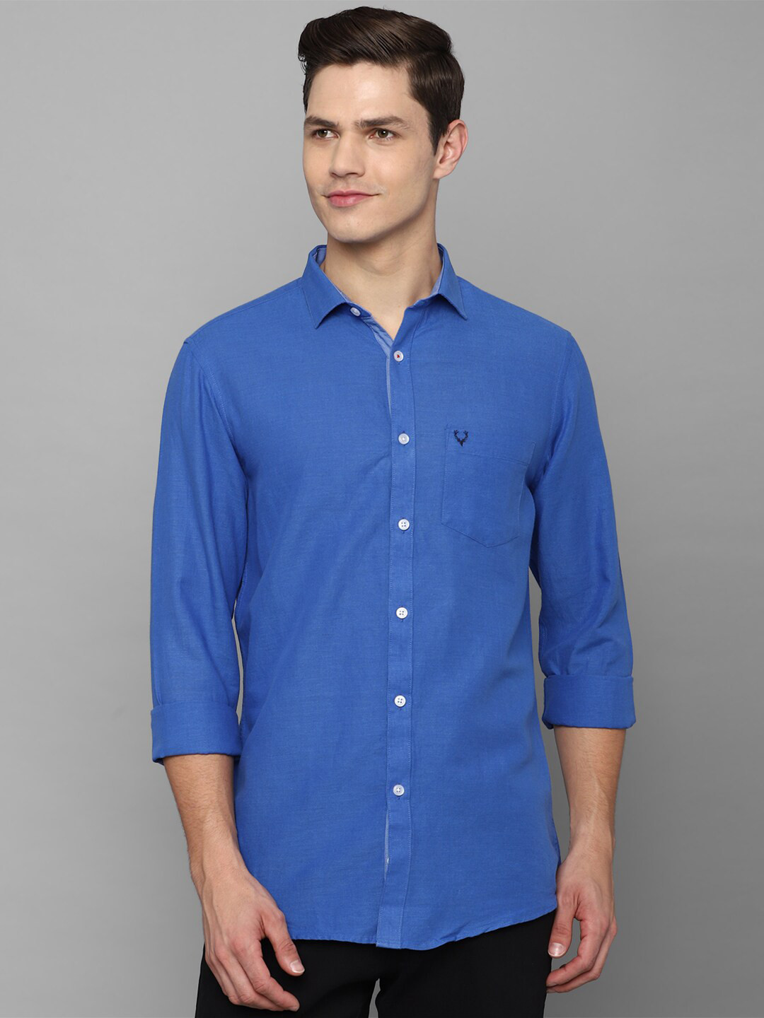 Buy Allen Solly Men Blue Solid Slim Fit Casual Shirt - Shirts for Men ...