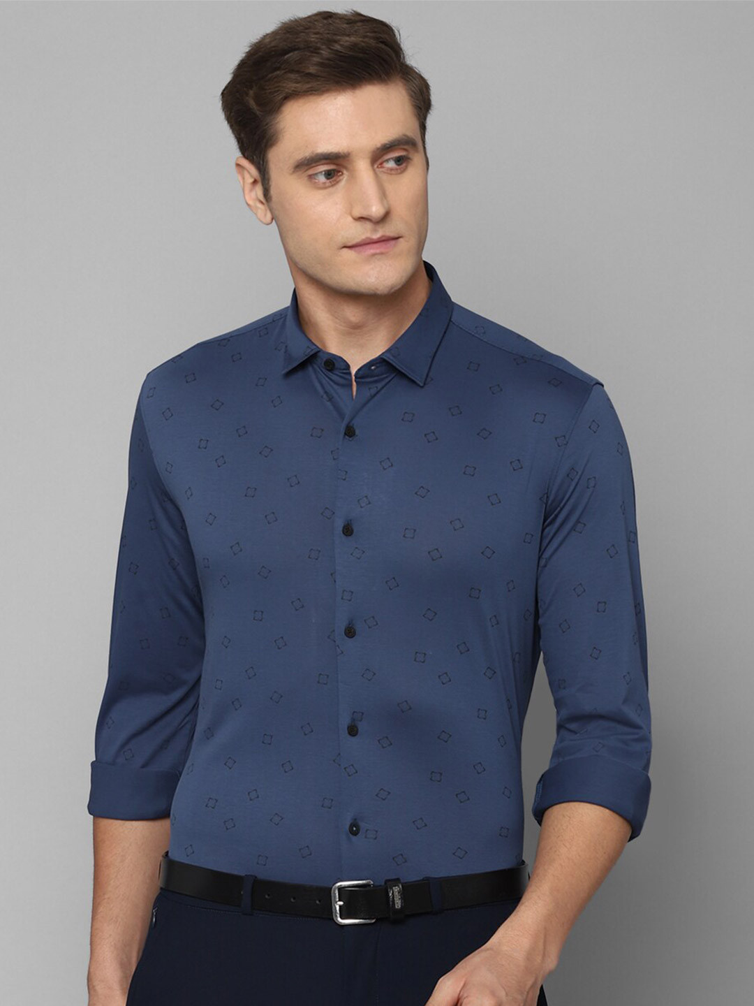 Buy Louis Philippe Sport Men Navy Blue Slim Fit Printed Casual Shirt ...