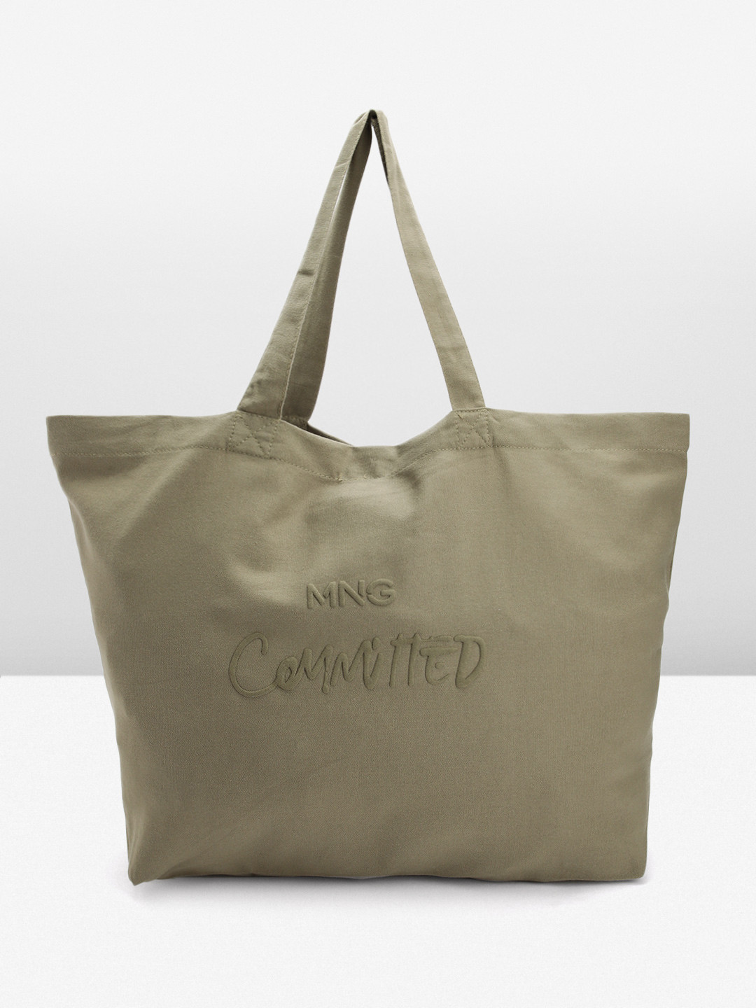 Buy MANGO Brand Logo Embossed Pure Cotton Tote Bag - Handbags for Women ...