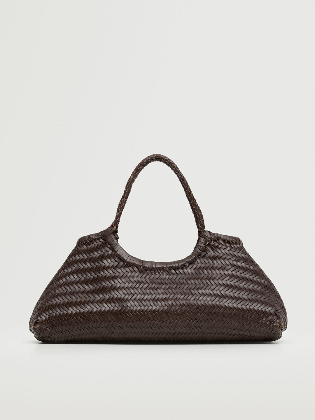 Buy MANGO Coffee Brown Woven Design Structured Shoulder Bag - Handbags ...