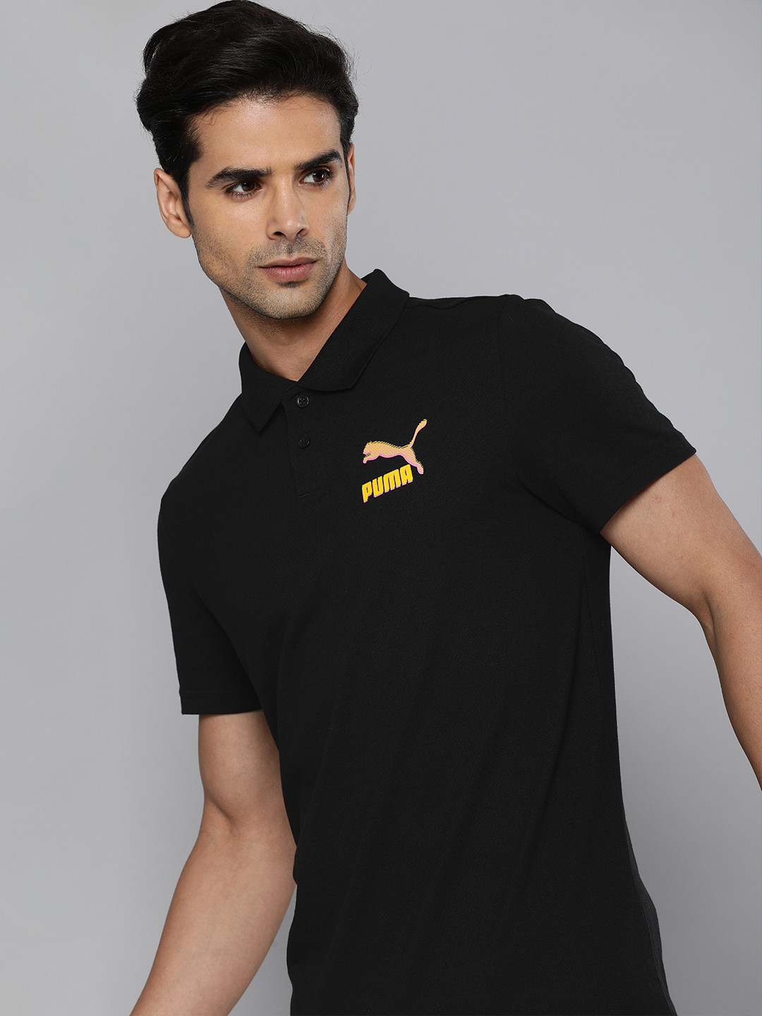 Buy Puma Brand Logo Polo Collar Applique Slim Fit T Shirt - Tshirts for ...