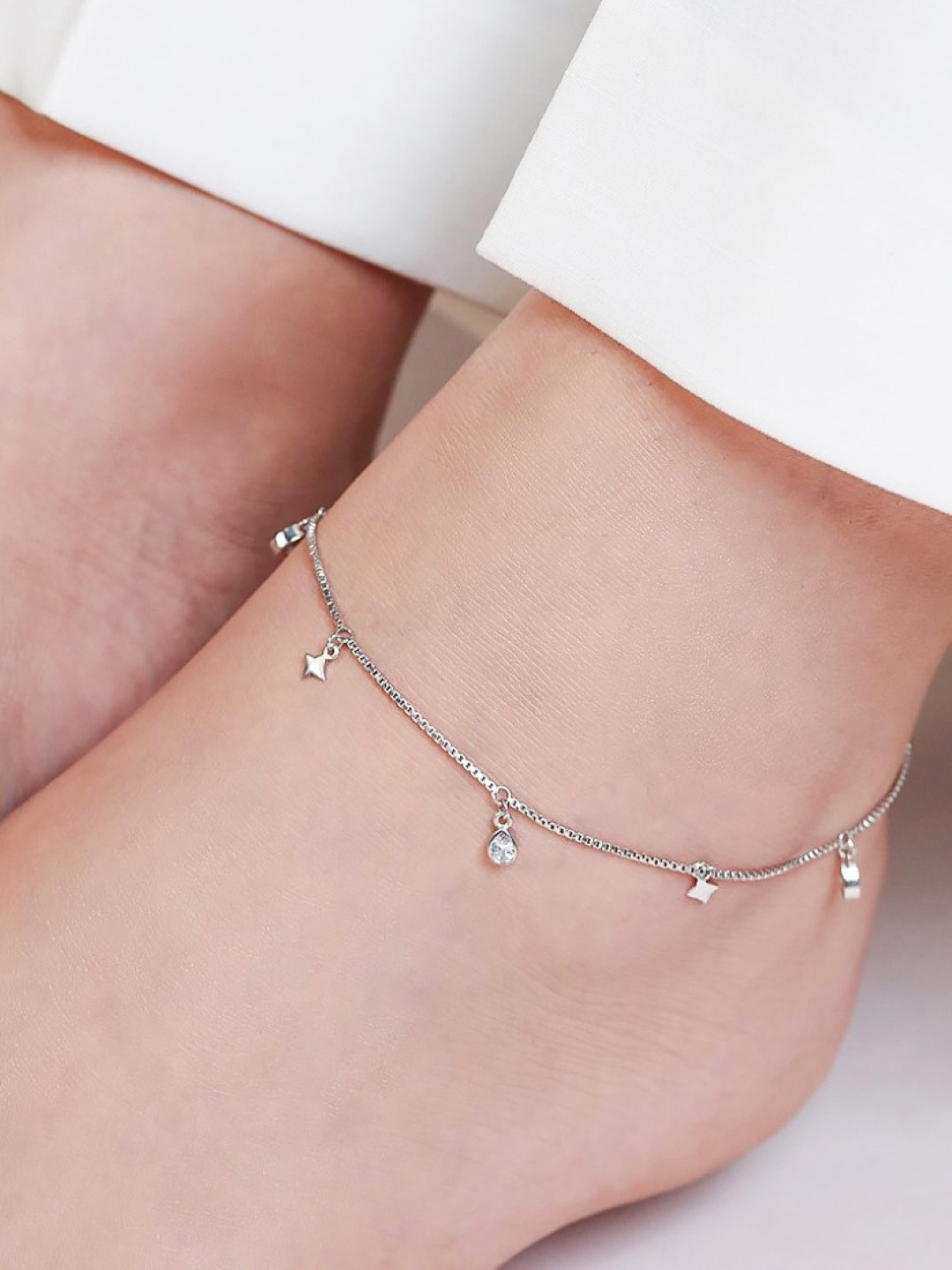 Buy Zavya Women Star 925 Sterling Silver Charm Anklet - Anklet for ...