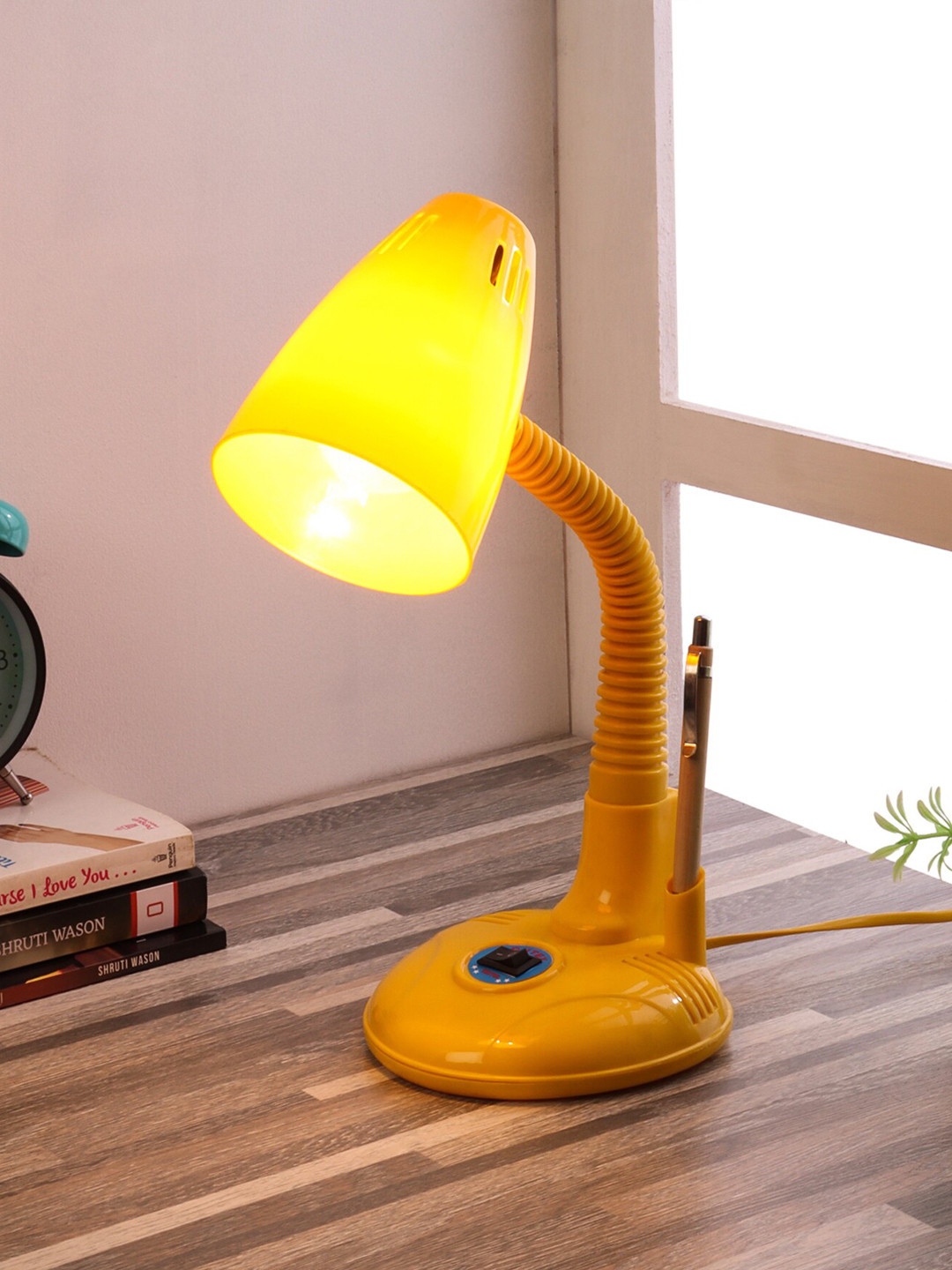 Buy BEVERLY STUDIO Yellow Solid Quirky Study Lamp - Table Lamps for ...