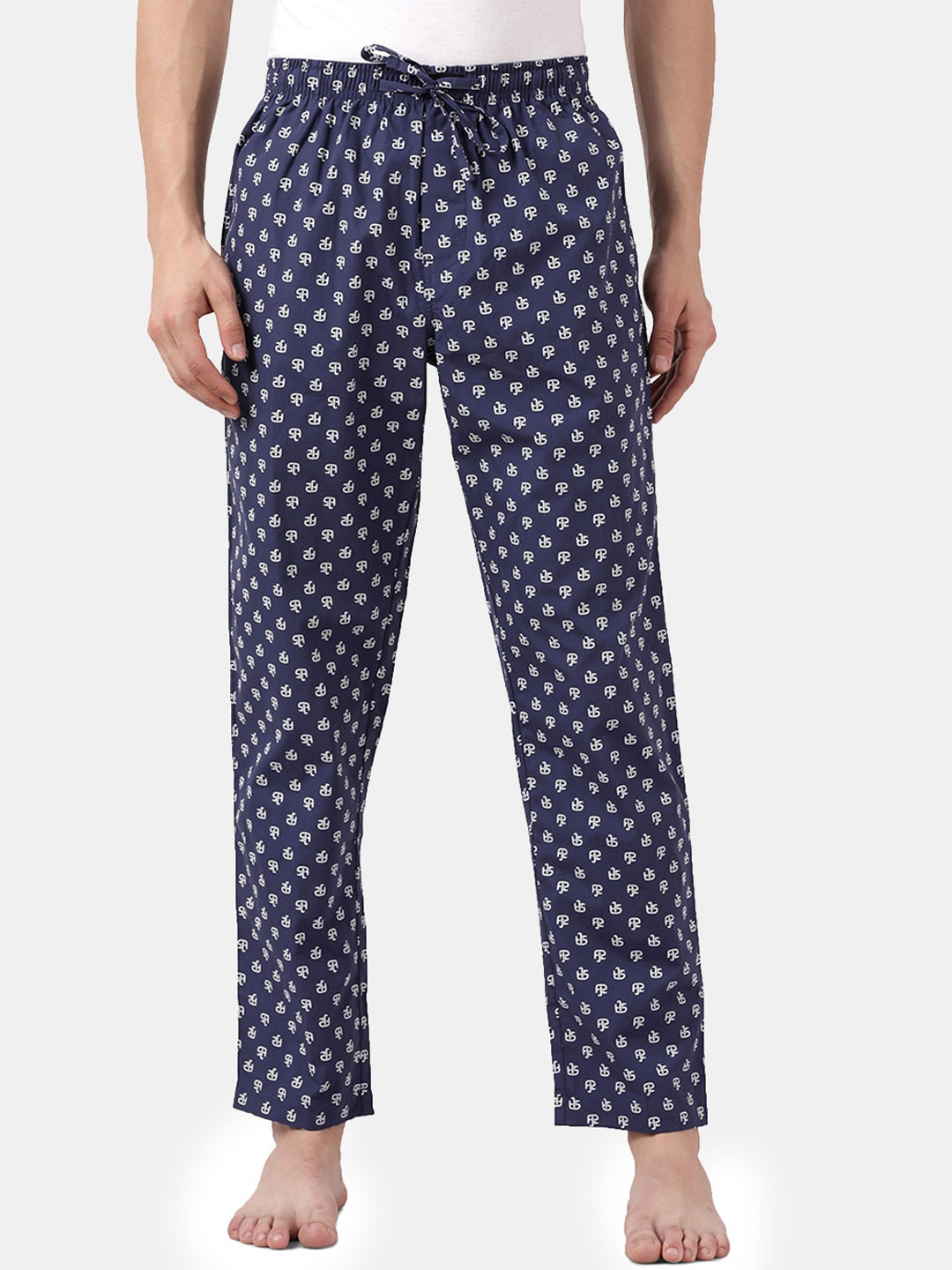 Buy Pepe Jeans Men Navy Blue & White Printed Pure Cotton Pyjamas ...