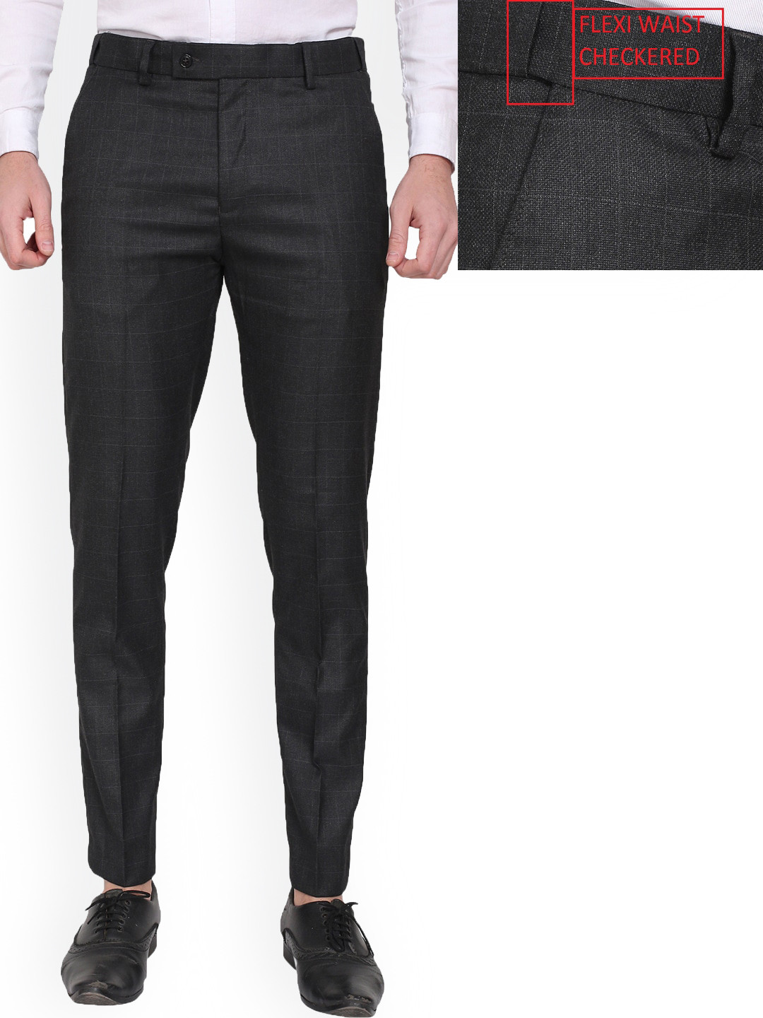 Buy AD & AV Men Grey Melange Checked Classic Easy Wash Mid Rise Checked ...