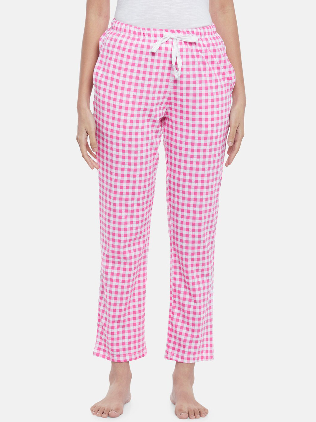 Buy Dreamz By Pantaloons Women Pink Checked Pyjamas - Lounge Pants for ...