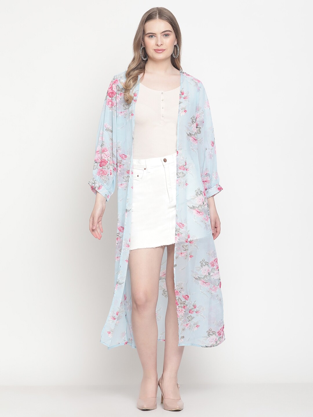 Buy COASTLAND Women Blue & Pink Printed Longline Shrug - Shrug for ... Buy COASTLAND Women Blue & Pink Printed Longline Shrug - Shrug for ...