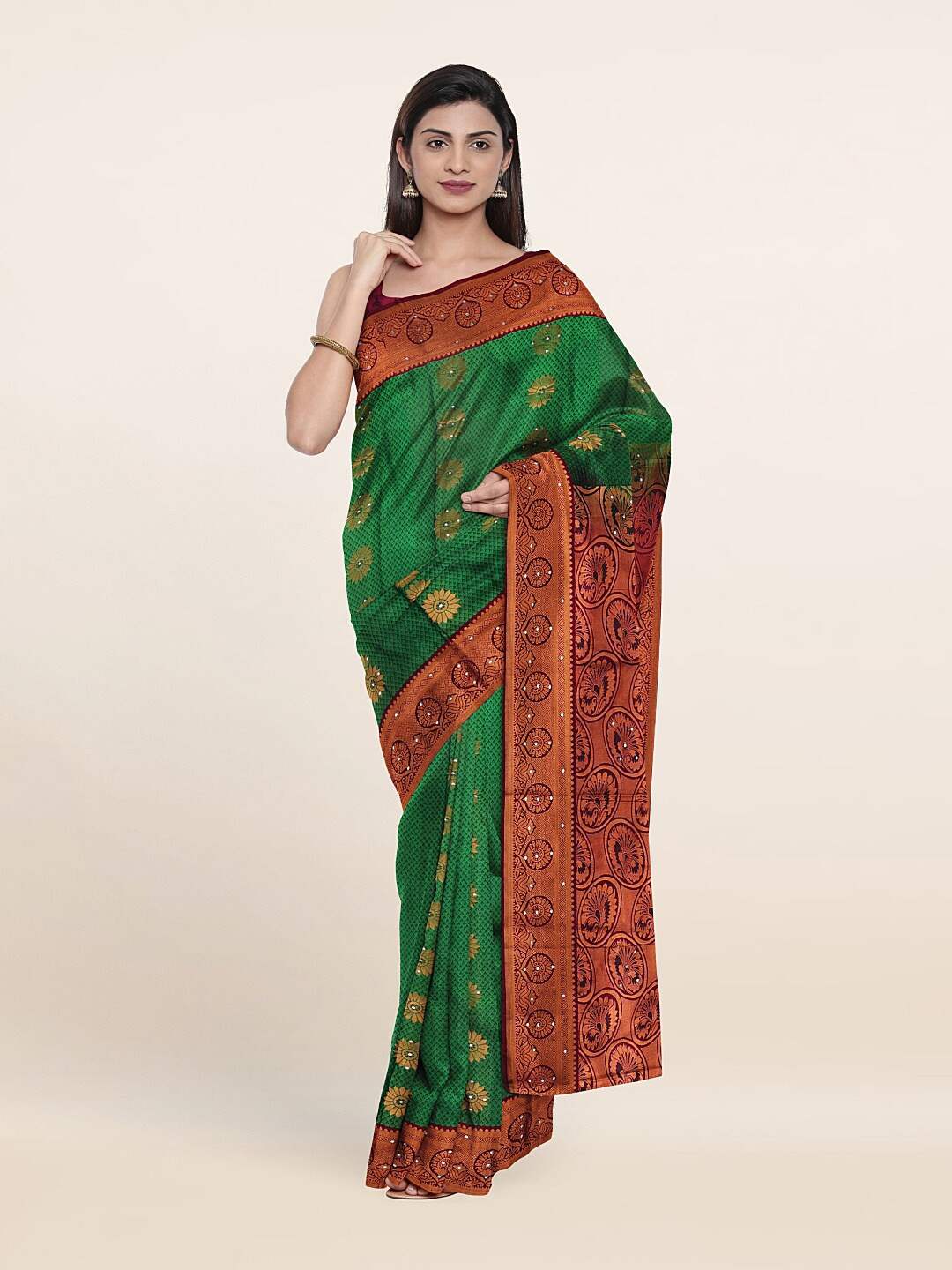 Buy Pothys Green Woven Design Pure Silk Saree - Sarees for Women ...