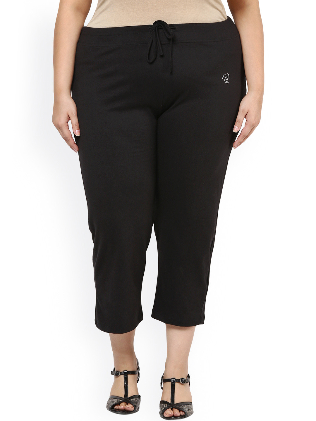 Buy PlusS Women Black Solid Regular Fit Capris - Capris for Women ...