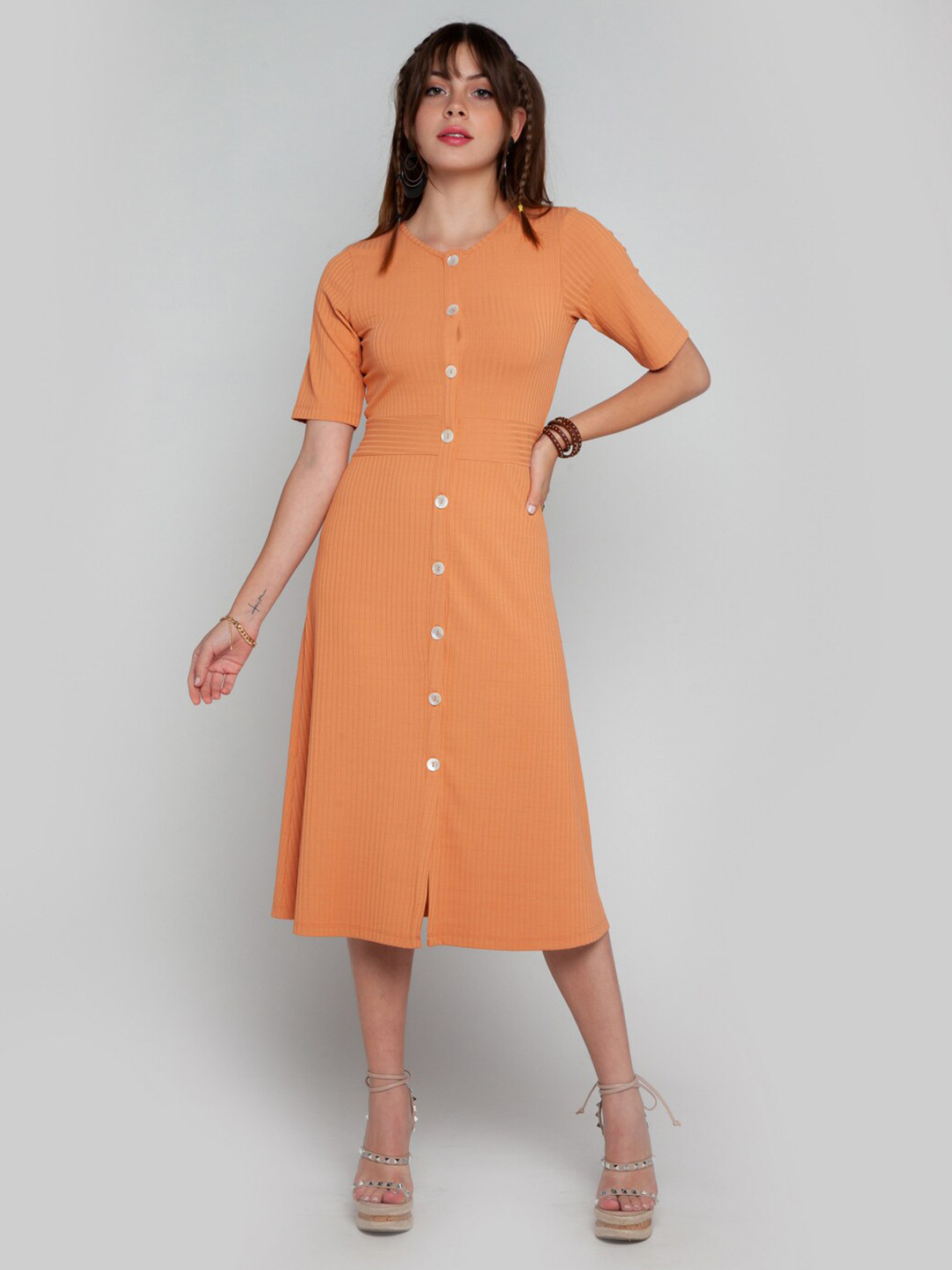 Buy Zink London Rust Midi Dress - Dresses for Women 18283628 | Myntra