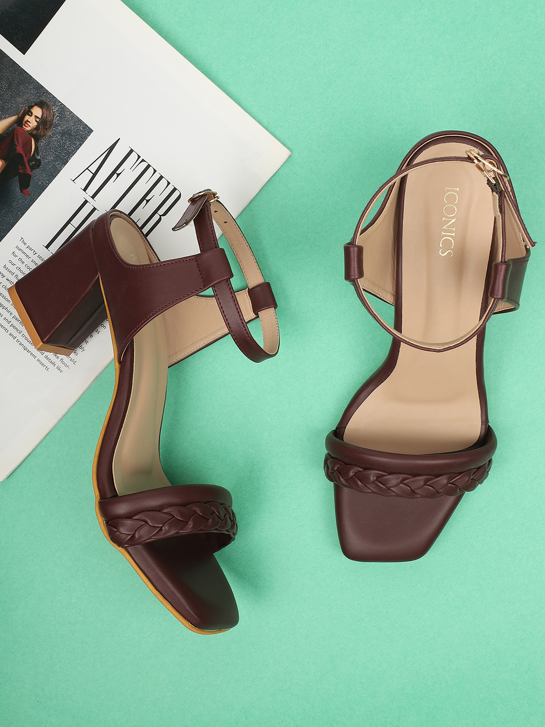 Buy ICONICS Maroon Textured Block Pumps - Heels for Women 18284812 | Myntra