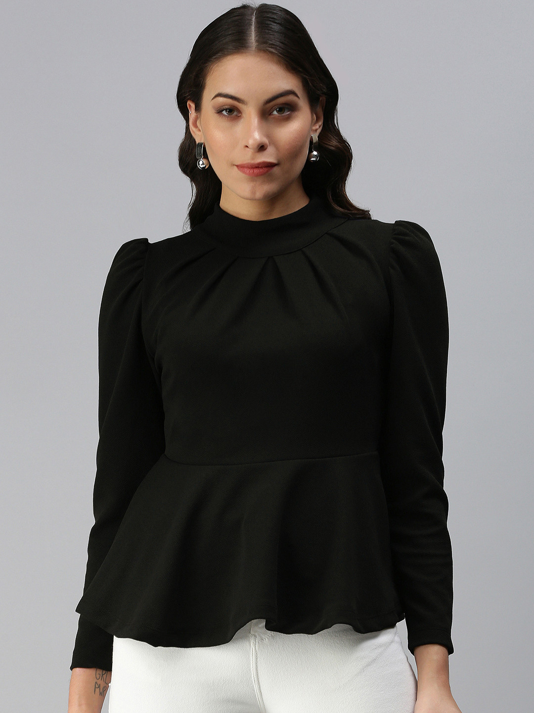 Buy Kryptic Women Black Solid Peplum Top - Tops for Women 18287130 | Myntra