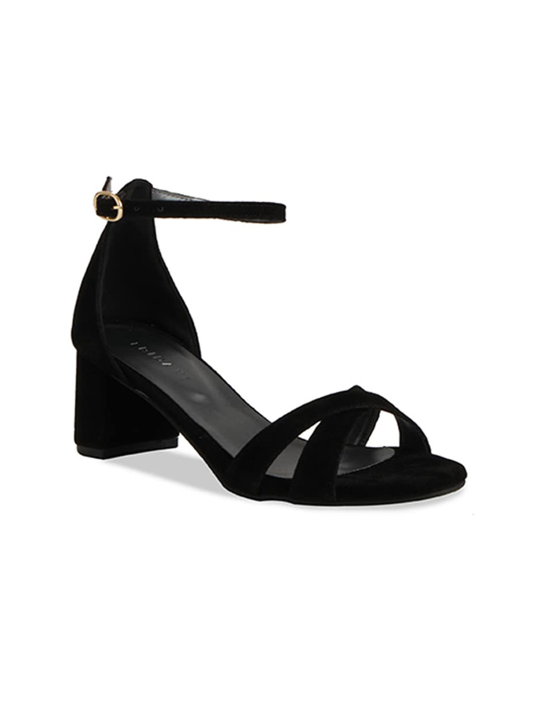 Buy ERIDANI Black Block Sandals - Heels for Women 18287546 | Myntra