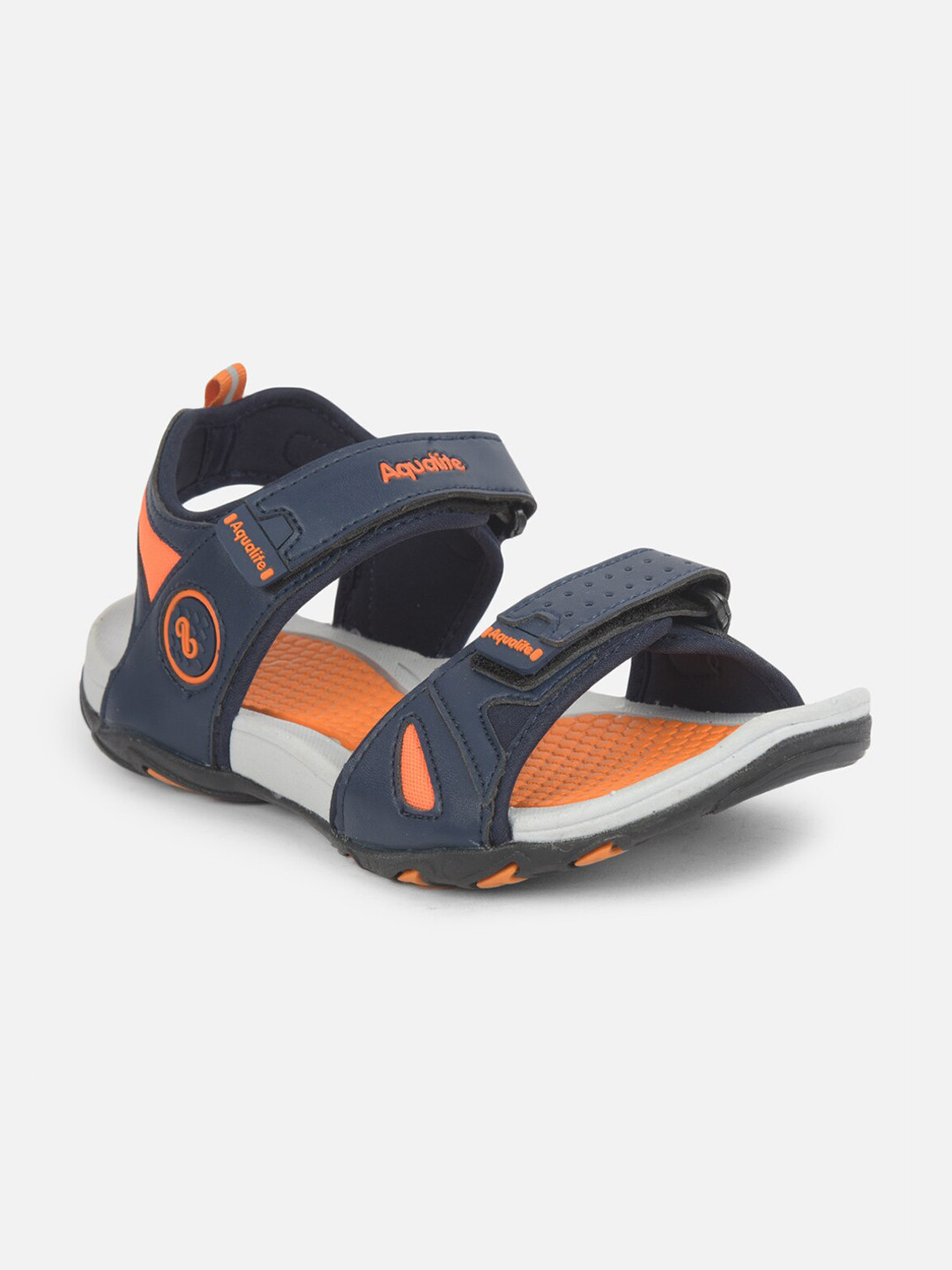 Buy Aqualite Men Navy Blue & Orange Comfort Sandals - Sandals for Men ...