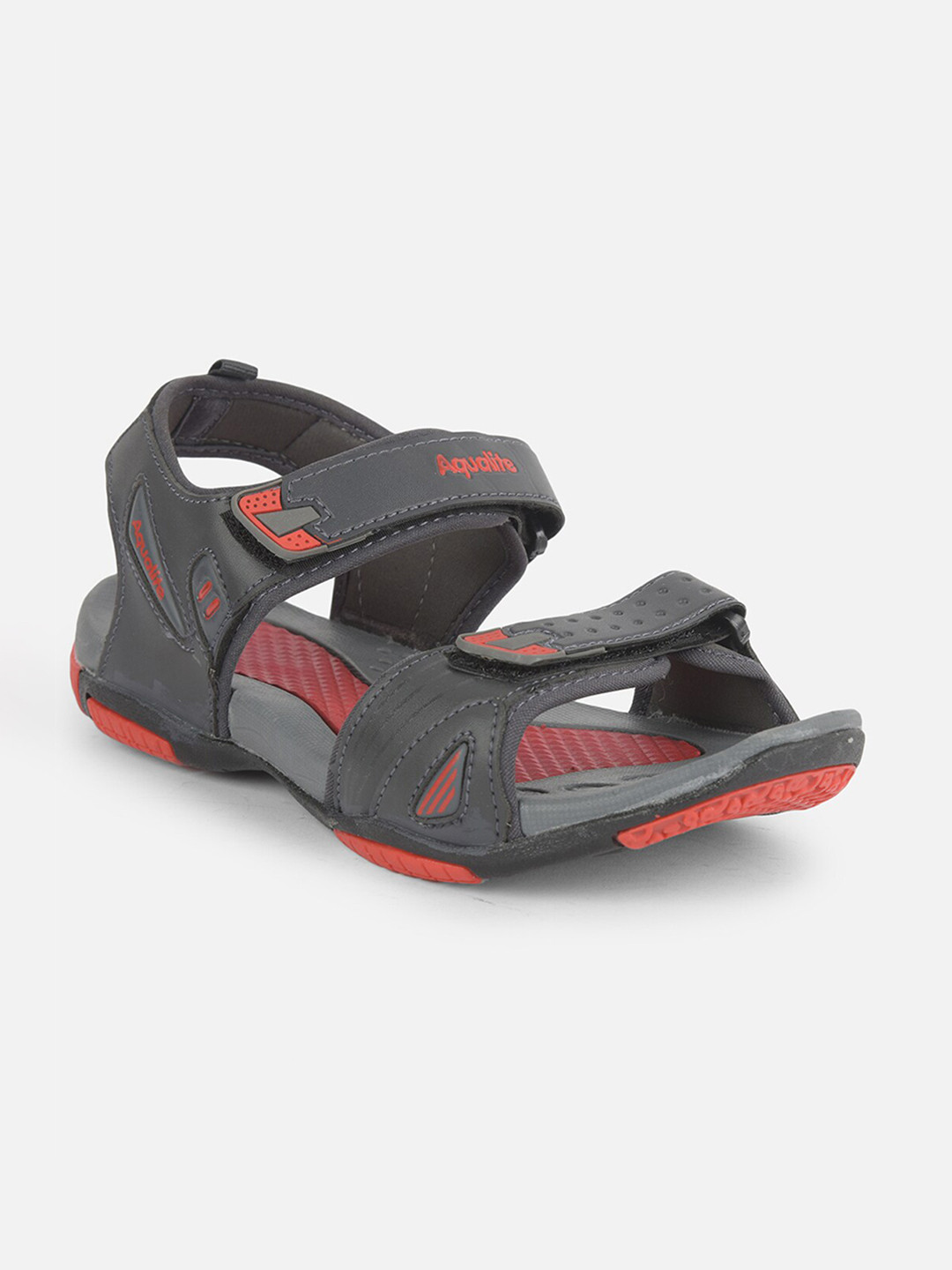 Buy Aqualite Men Grey & Red Comfort Sandals - Sandals for Men 18287856 ...