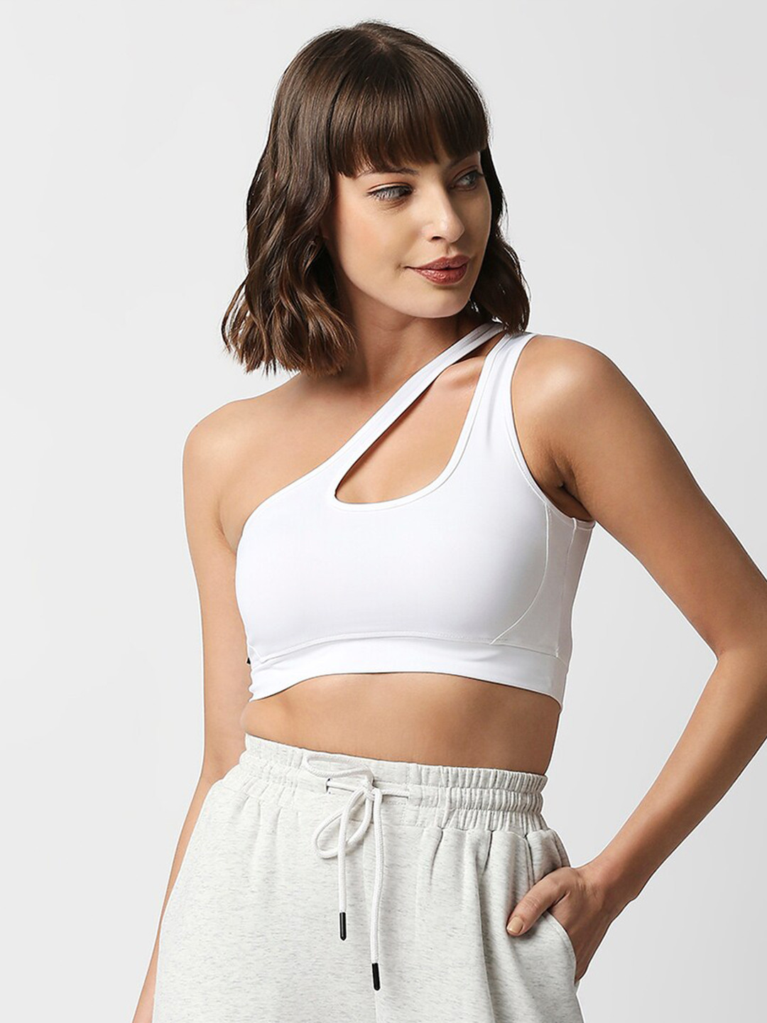 Buy Disrupt White One Shoulder Bralette Crop Top Tops For Women