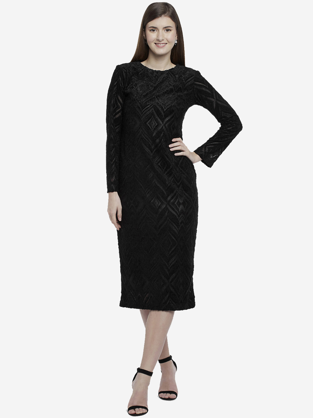Buy Emmyrobe Black Sheath Midi Dress - Dresses for Women 18290658 | Myntra