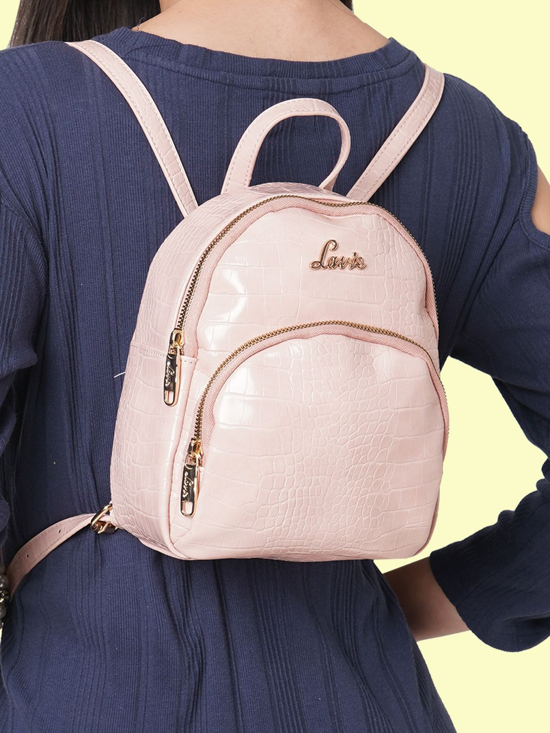 Buy Lavie Mini Women Pink Textured Backpack - Backpacks for Women ...