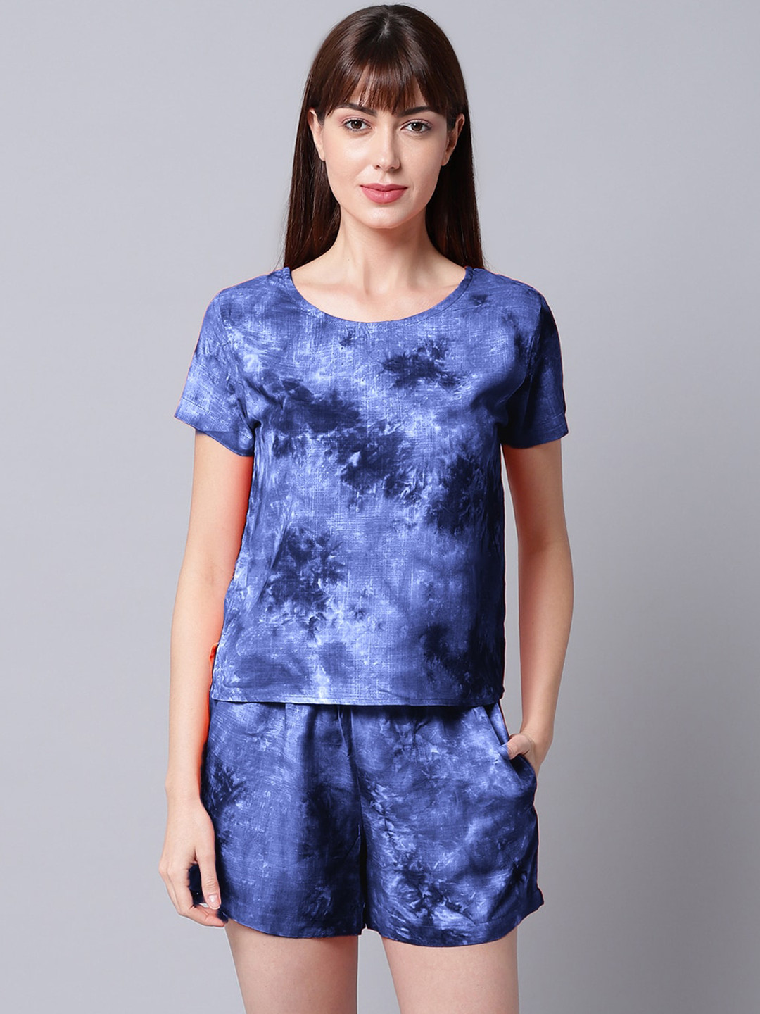 Buy EROTISSCH Women Blue Navy Blue Printed Pure Cotton Night Suit buy-erotissch-women-blue-navy-blue-printed-pure-cotton-night-suit