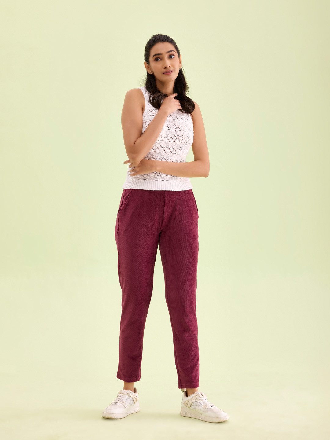 Buy Go Colors Women Maroon Solid Super Stretch Slim Fit Jeggings ...