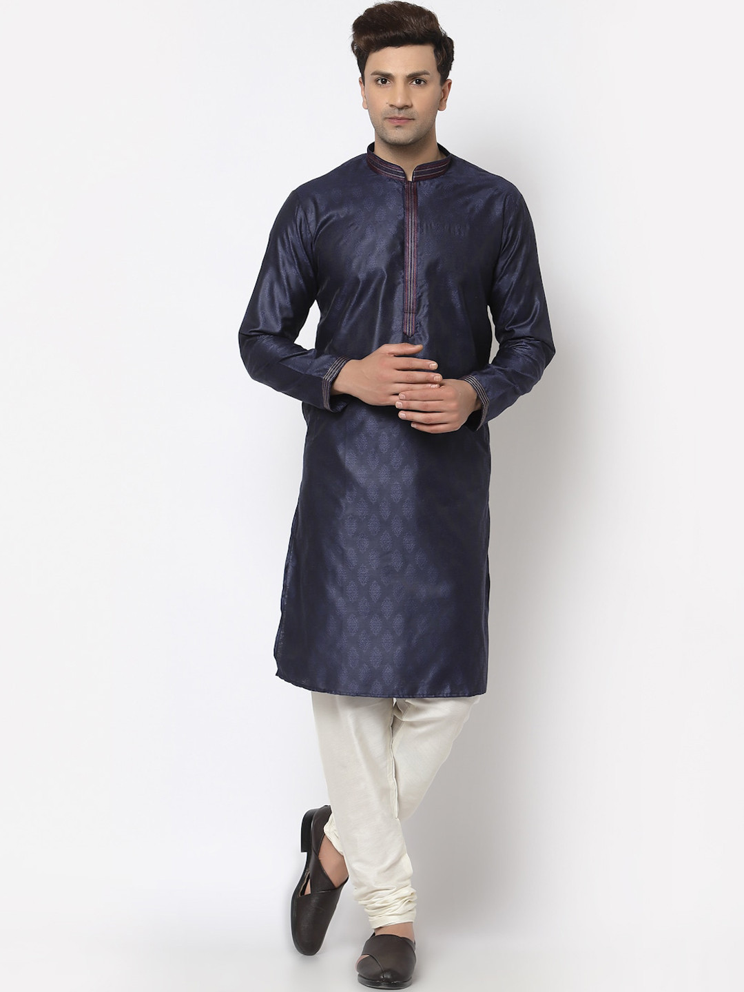 Buy Chitwan Mohan Men Blue Kurti With Pyjamas - Kurta Sets for Men ...